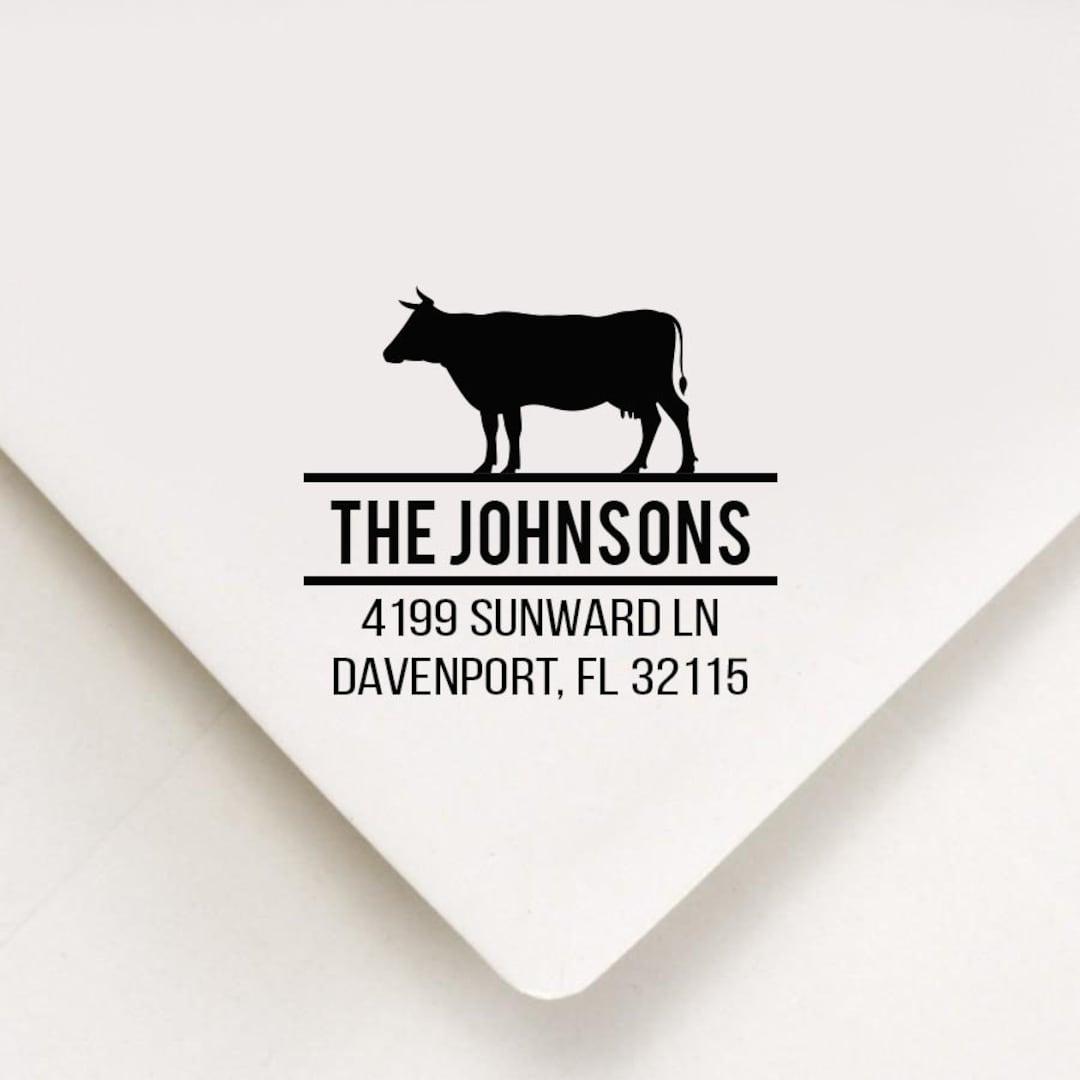 Beef Cattle Cow Return Address Stamp, Custom Stamp, Self Inking Stamp ...