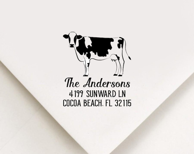 Cow Return Address Stamp Custom Stamp Self Inking Stamp | Etsy