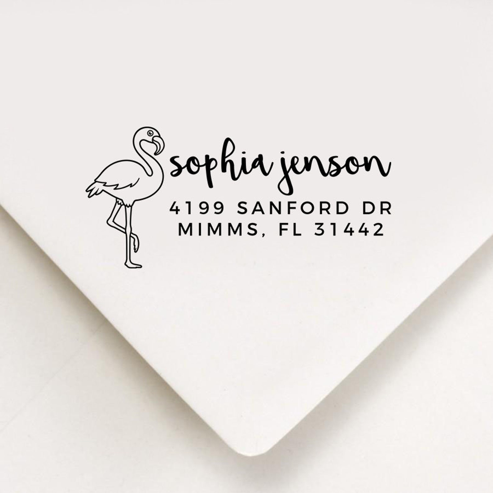 Flamingo Return Address Stamp Custom Stamp Self Inking - Etsy