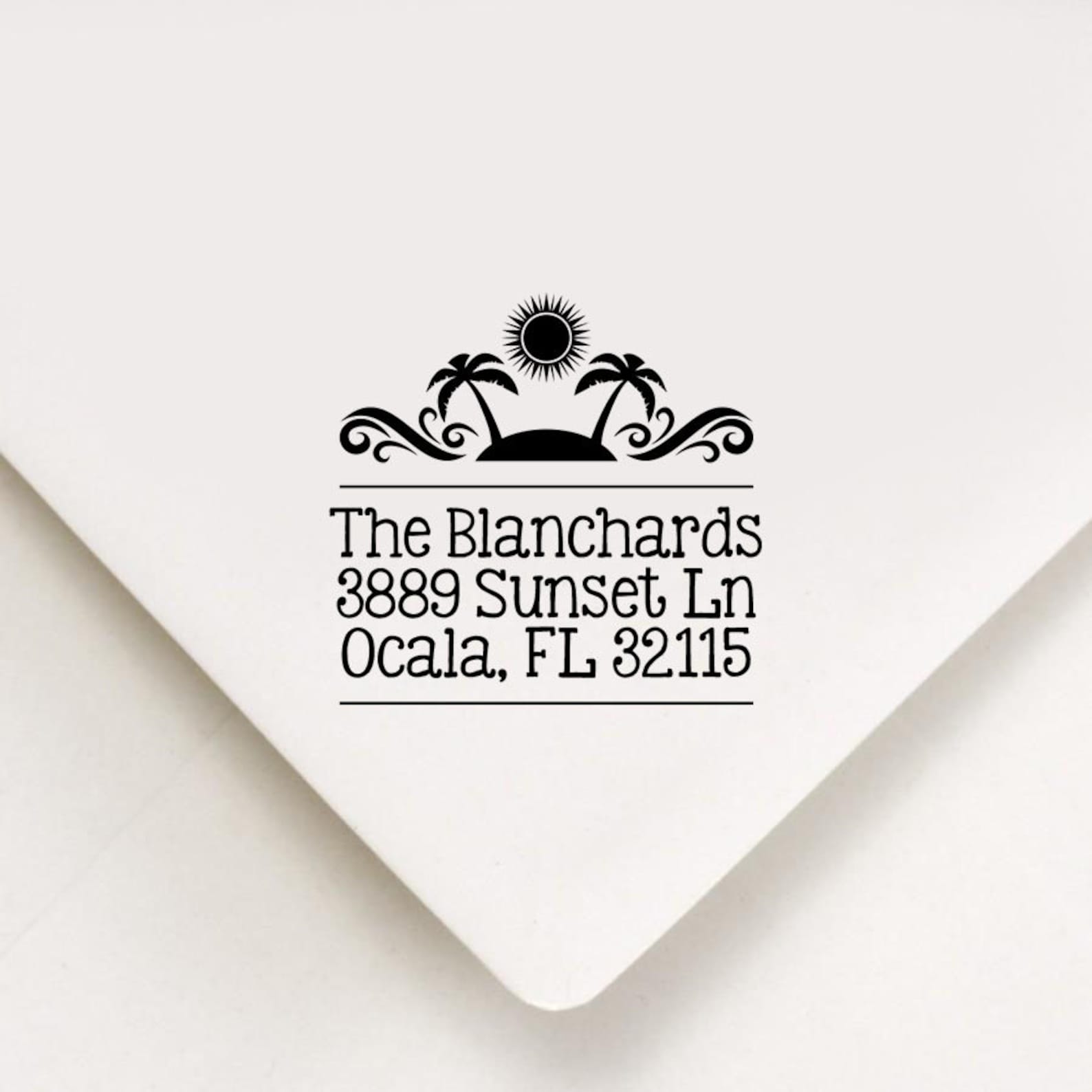 Palm Tree Sun Return Address Stamp Custom Stamp Self Inking - Etsy