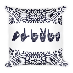 18x18 Custom ASL Name Pillow - American Sign Language Gift - Pillow or ...
