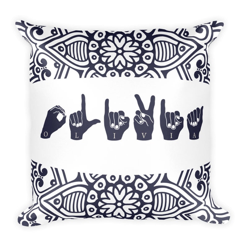 18x18 Custom ASL Name Pillow - American Sign Language Gift - Pillow or ...