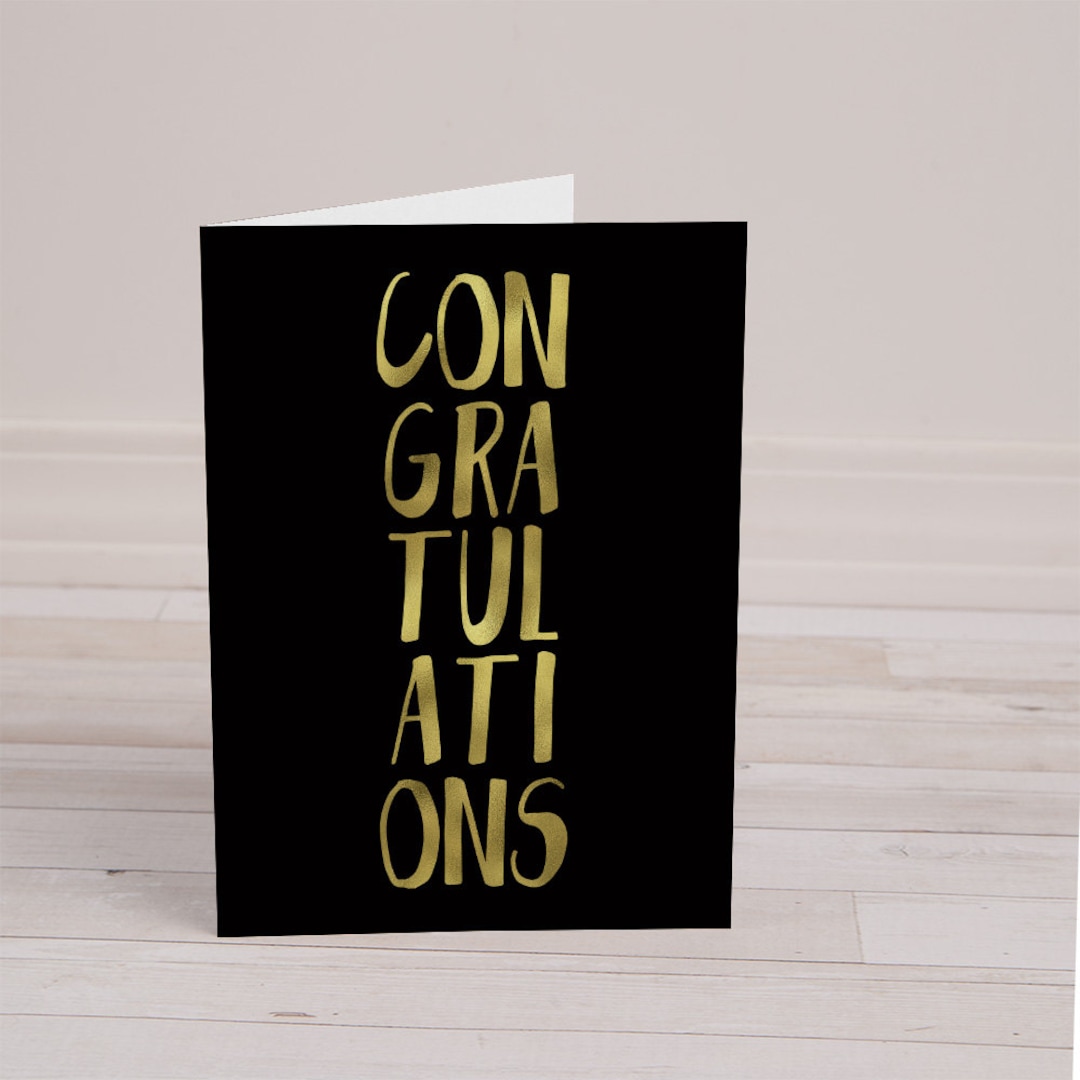 Black and Gold Congratulations Card, Modern Congratulations Card ...