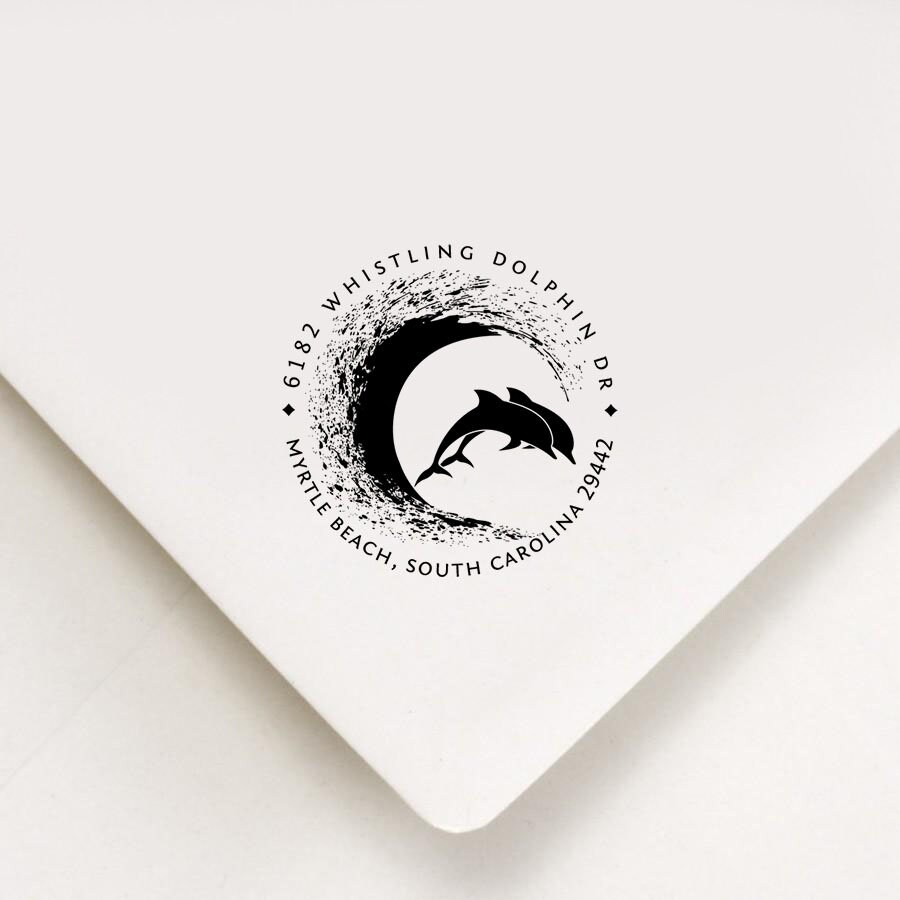 Dolphin Return Address Stamp, Self Inking Stamp, Dolphin Stamp, Ocean ...
