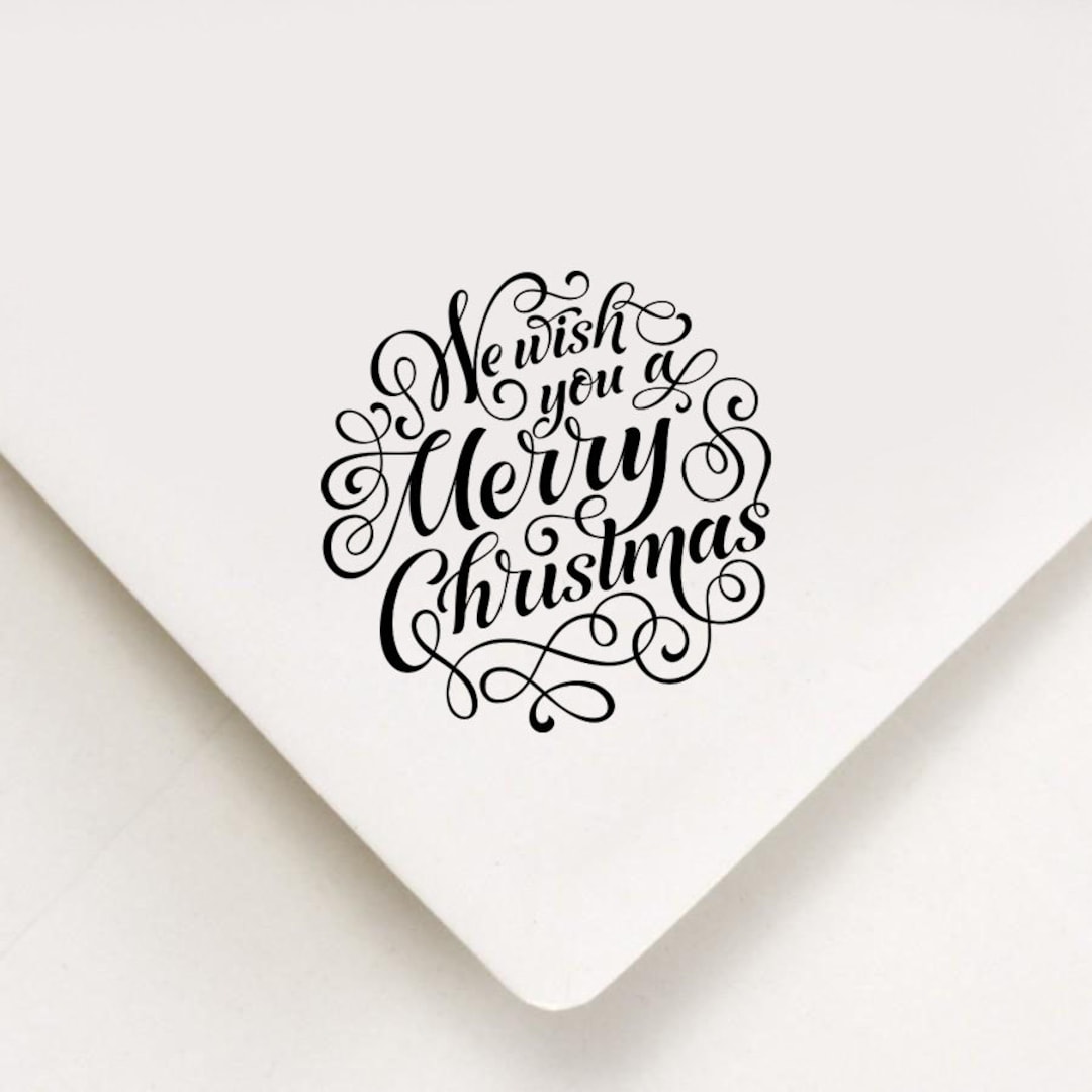 Round Holiday Stamp, Custom Stamp, Self Inking Stamp, Merry Christmas ...