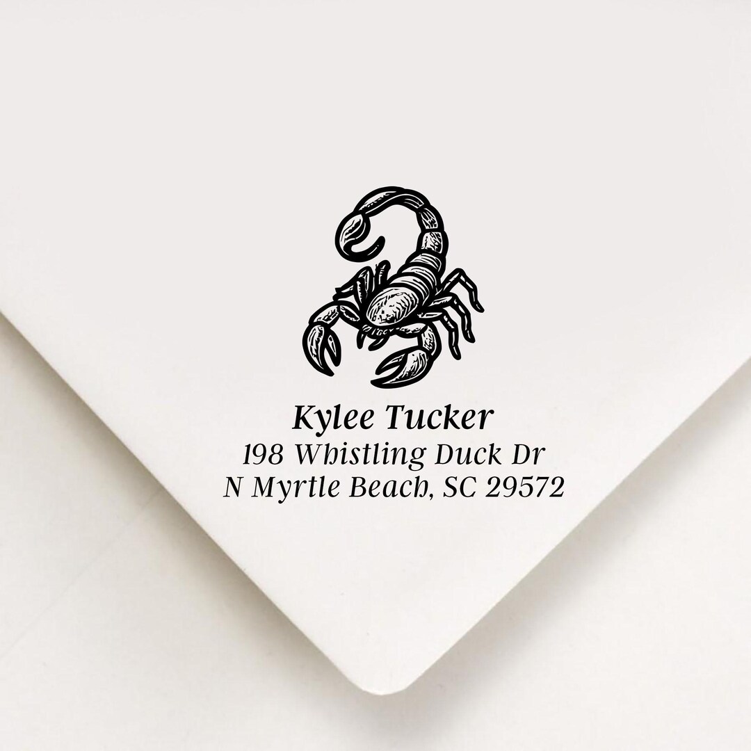 Scorpio Zodiac Return Address Stamp, Custom Stamp, Self-inking Stamp ...