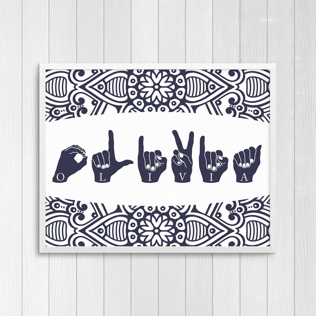 Personalized ASL Gift, ASL Nursery Art Name Print, Custom I Love You ...