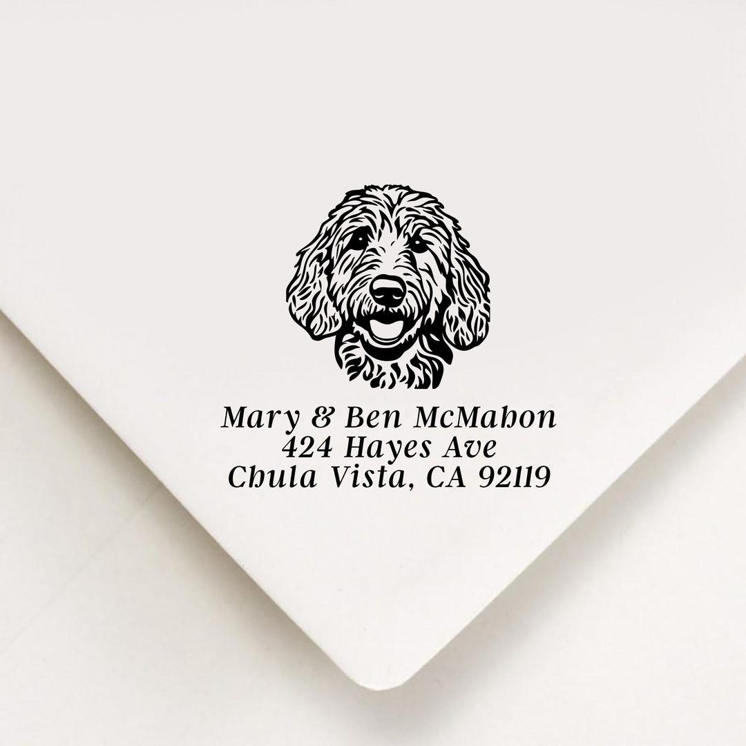 Goldendoodle Address Stamp, Custom Stamp, Self Inking Stamp, Dog ...