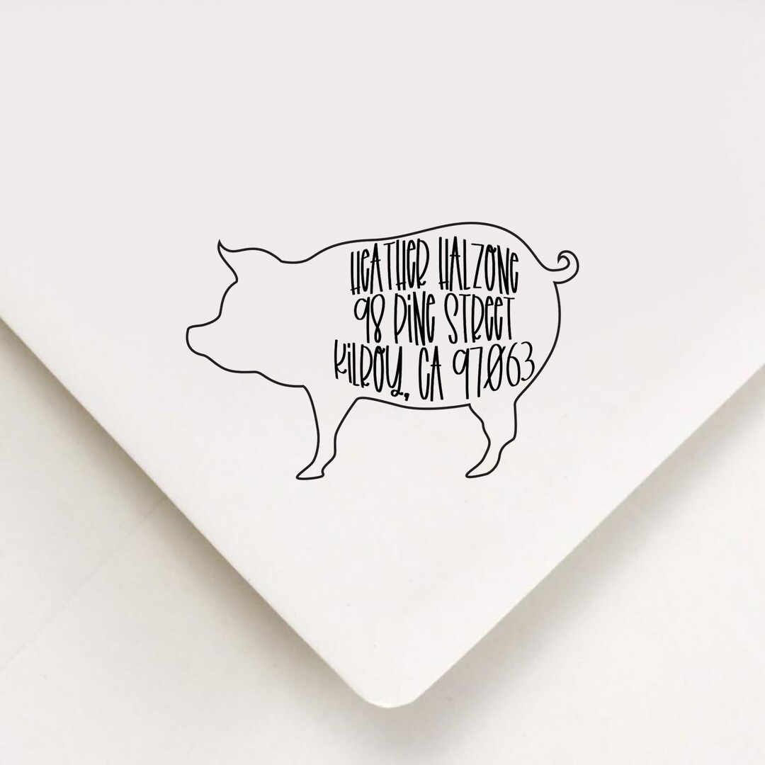 Pig Return Address Stamp, Custom Stamp, Self Inking Stamp, Pig Lover ...