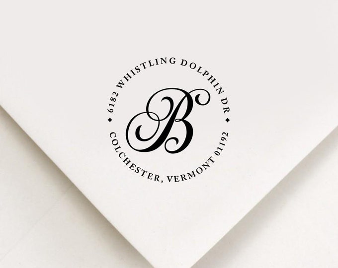 Monogram Return Address Stamp, Custom Stamp, Self Inking Stamp, Wedding ...