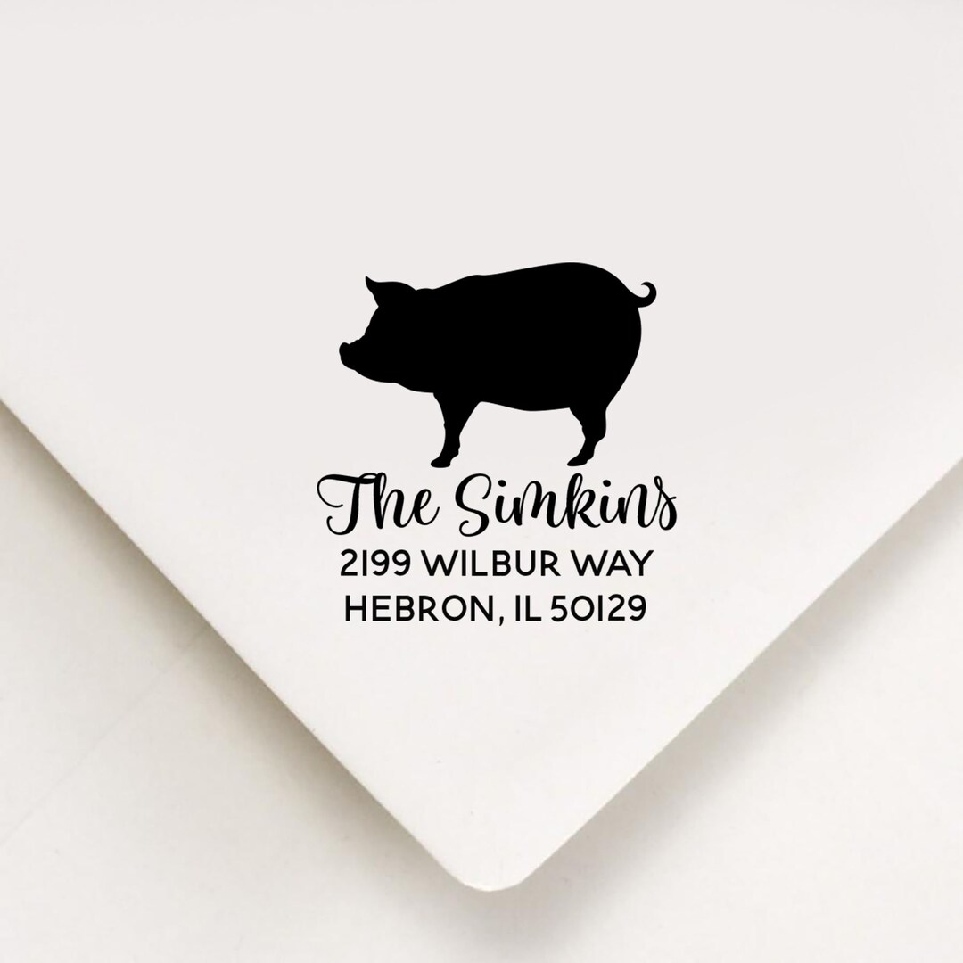 Pig Address Stamp, Custom Pig Return Address Stamp, Self Inking Stamp ...