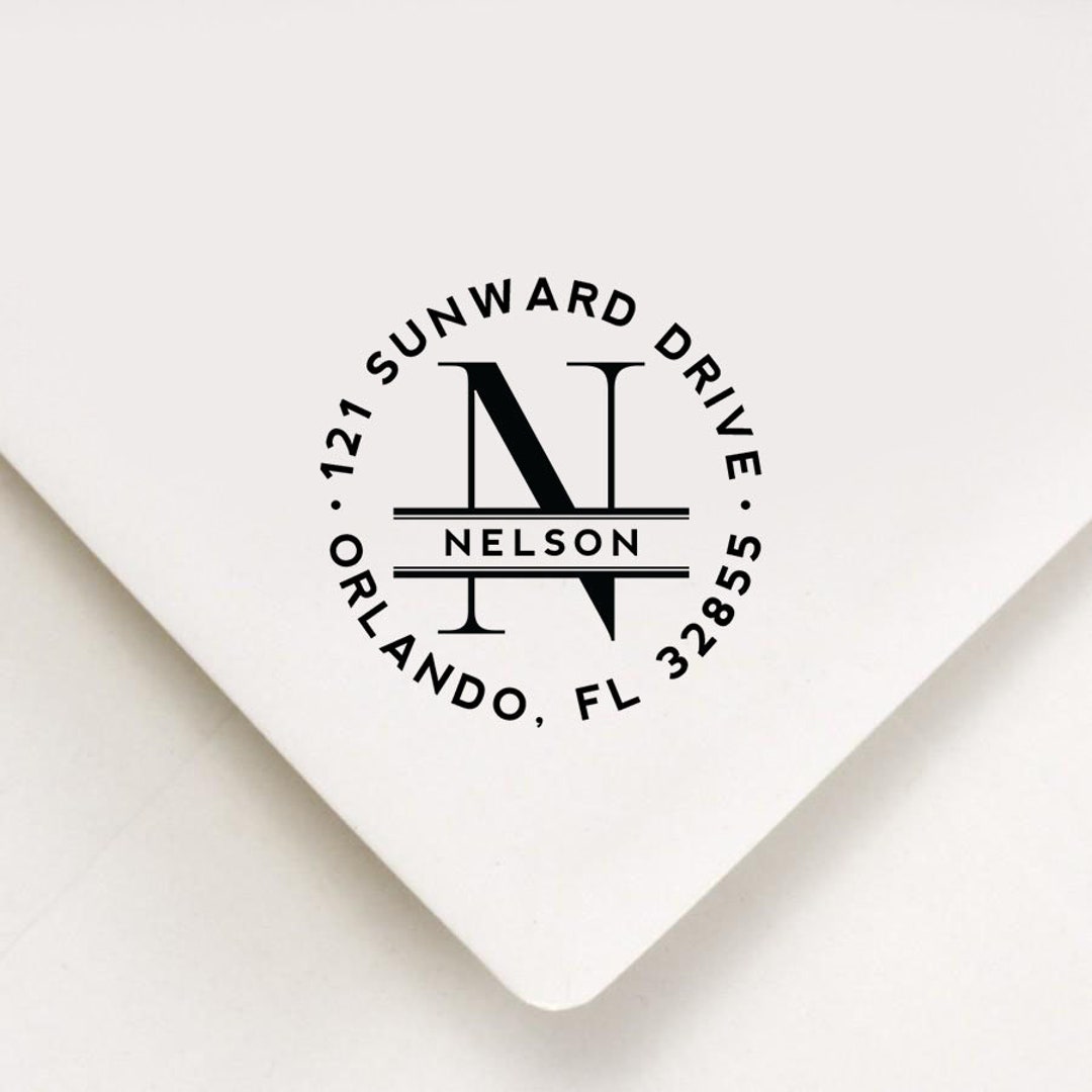 Monogram Return Address Stamp, Custom Stamp, Self Inking Stamp, Wedding ...