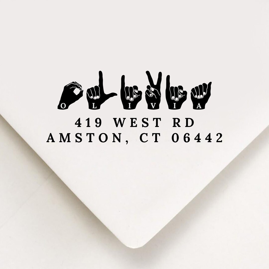 Custom ASL Return Address Stamp, Self Inking Sign Language Address ...