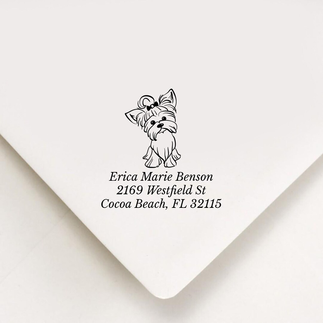 Yorkshire Terrier Return Address Stamp, Custom Stamp, Self Inking Stamp ...