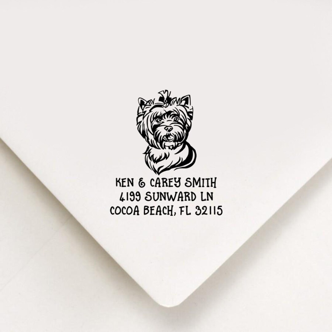 Yorkshire Terrier Return Address Stamp, Custom Stamp, Self Inking Stamp ...