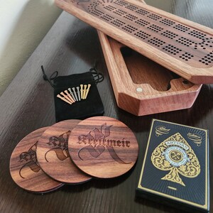 Mahogany and Bolivian Rosewood Cribbage Board Set, Custom Engraved ...