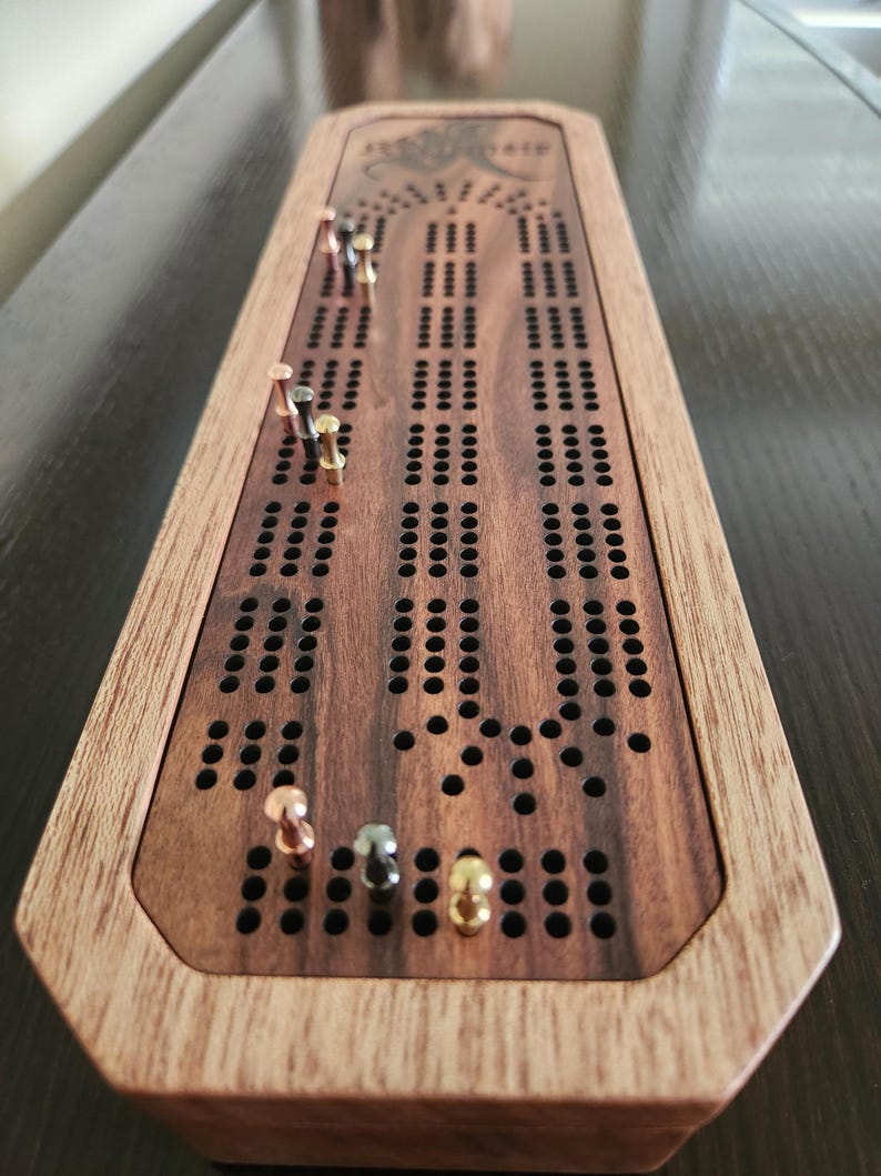 Mahogany and Bolivian Rosewood Cribbage Board Set, Custom Engraved ...