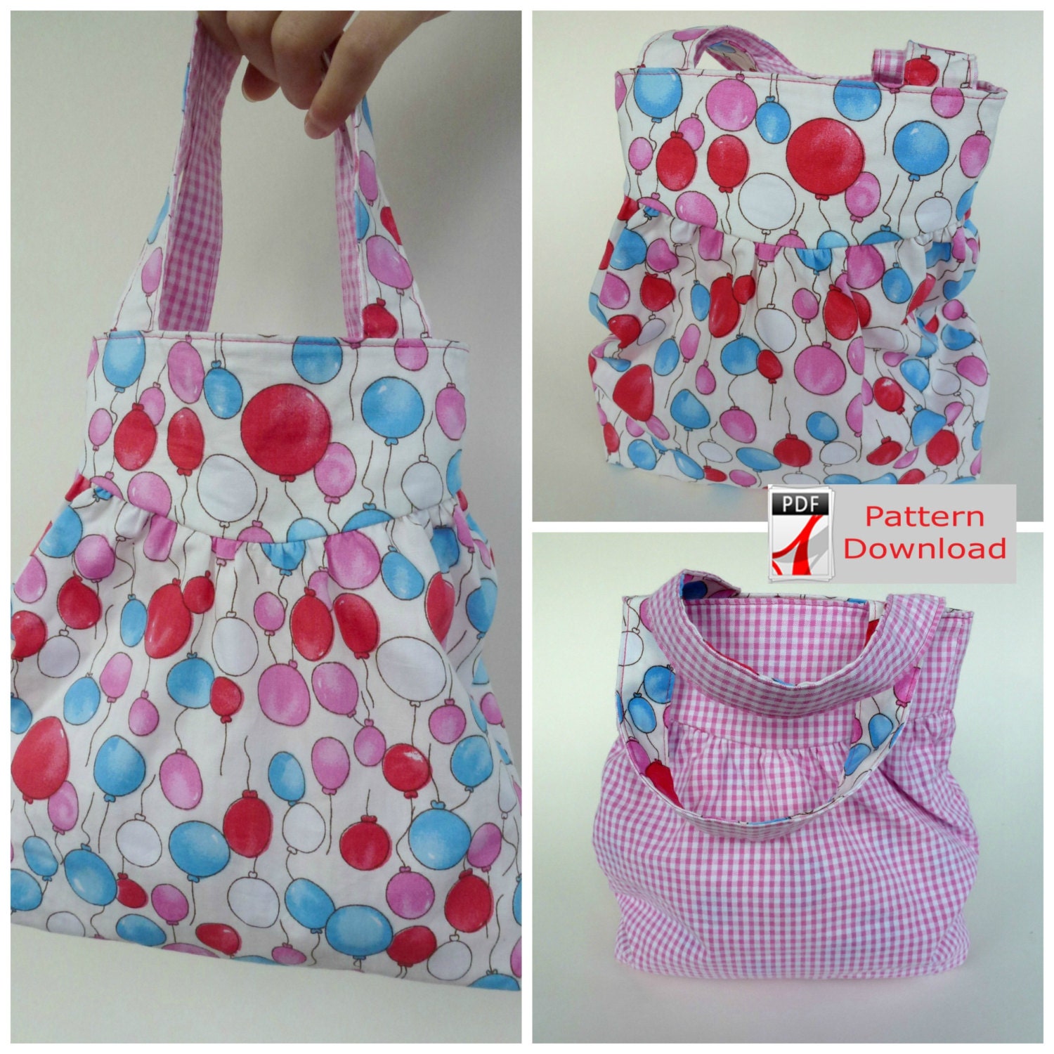 Reversible Puff Bag - PDF Instant Sewing Pattern Download - Easy - Etsy