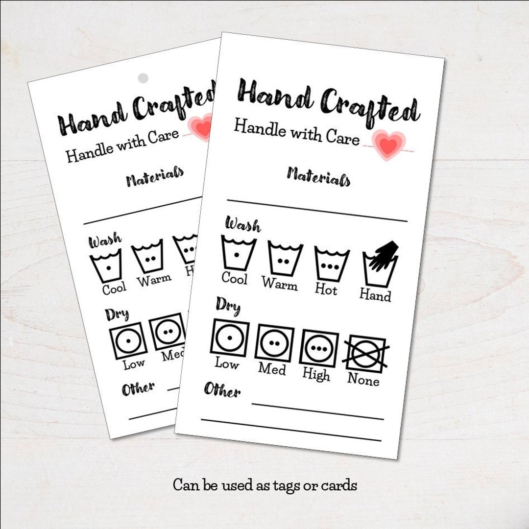 Printable Laundry Cards Tags for Fabric Yarn Fibre Projects - Mark up ...