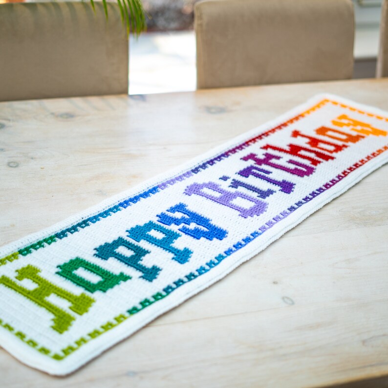 CROCHET PATTERN Happy Birthday Banner Rainbow Stash Buster Decoration ...