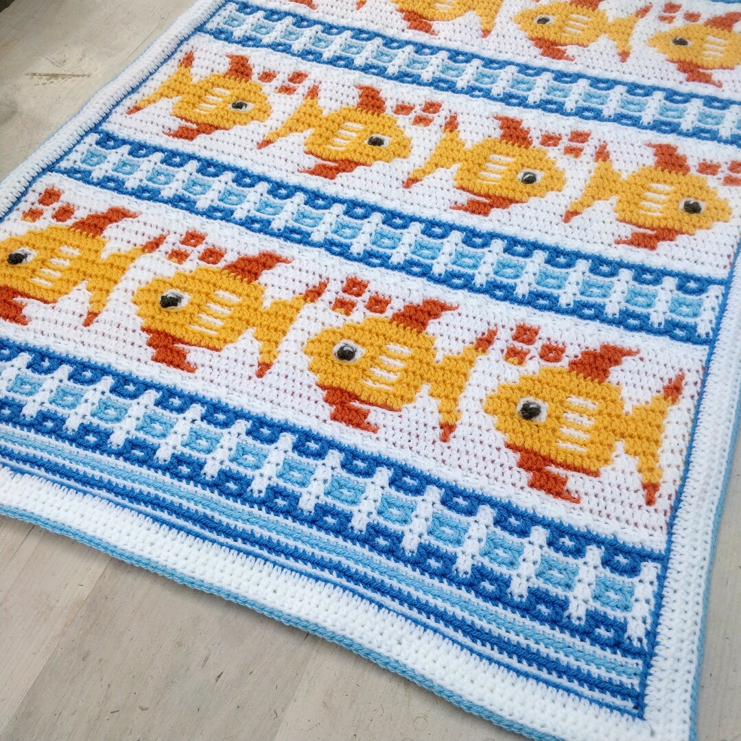 CROCHET PATTERN for Beginners Cute Fish Blanket Afghan Lovey for Babies ...