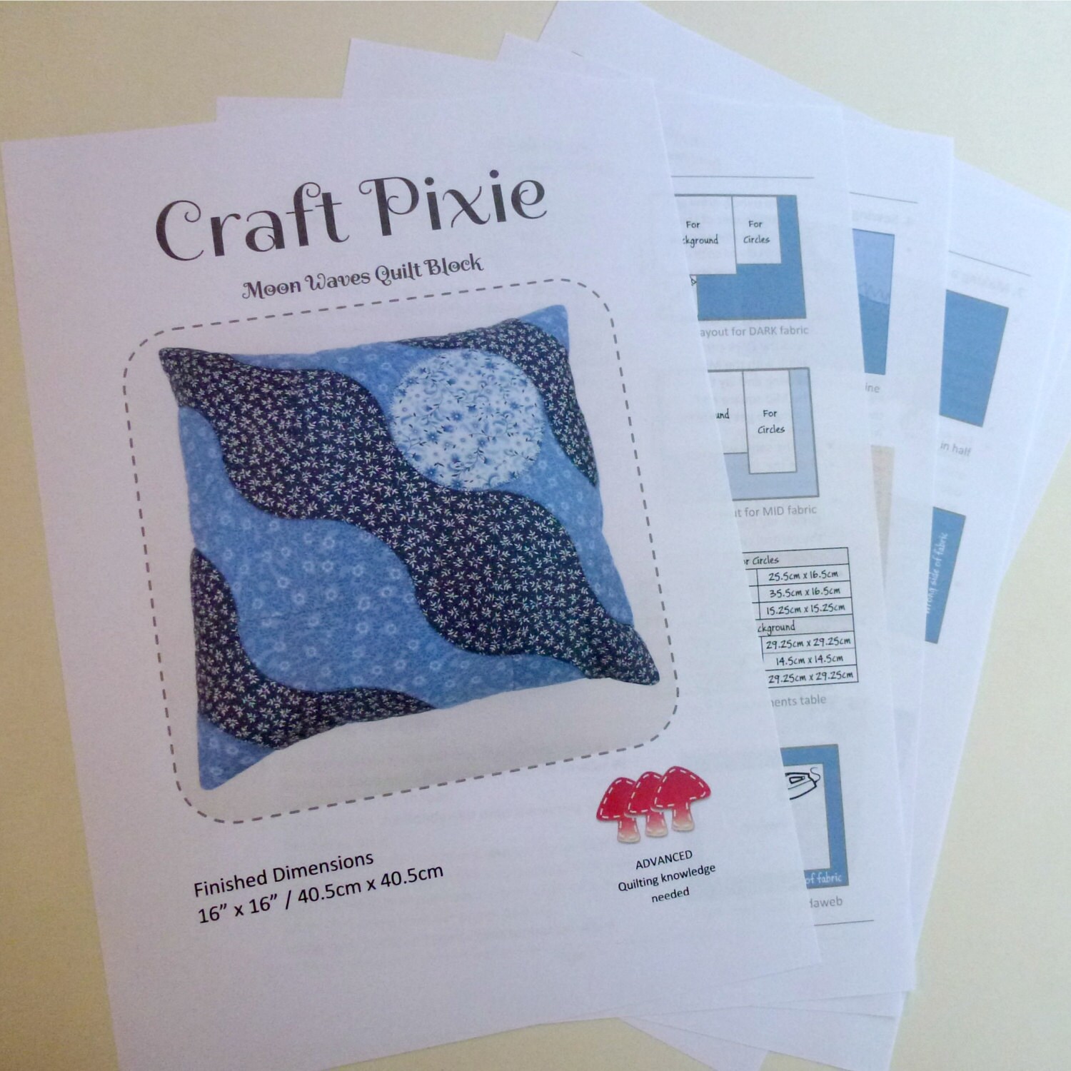 Moon Waves Patchwork Quilt Block PDF Sewing Pattern Download - Etsy