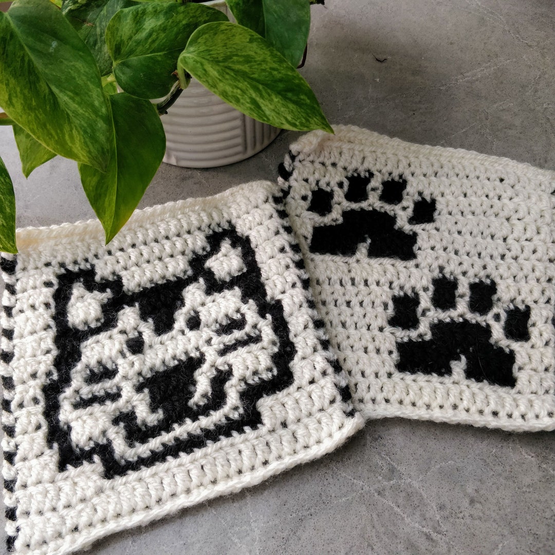 Cat & Paw Motifs - Simple Overlay Mosaic Crochet - MOTIFS Collection - Etsy