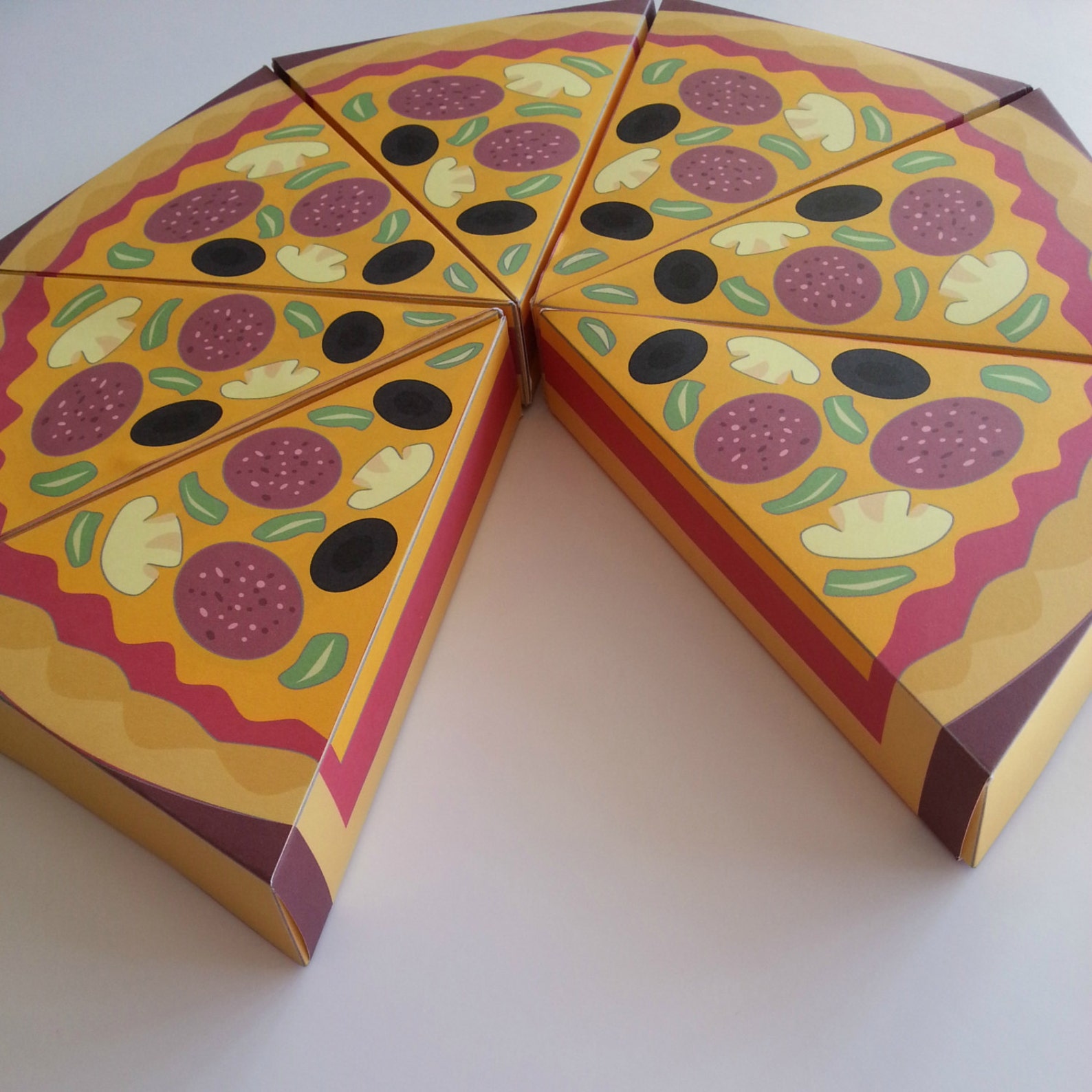 Pizza Slice Party Box Bag - Downloadable Printable PDF Template - Fun ...
