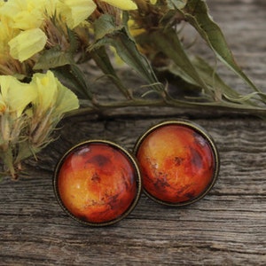 Mars Earrings, Mars Studs, Solar System Earrings, Planet Earrings ...