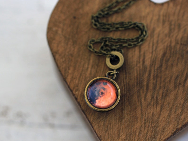 Mars Necklace, Mars Jewelry, Mars, Mars Pendant, Two Sided Mars ...