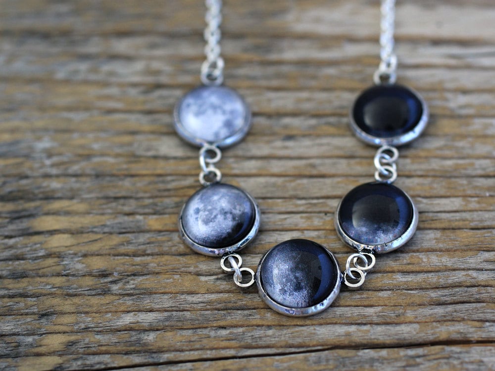 Moon Phase Necklace Moon Phases Moon Cycle Moon Necklace | Etsy