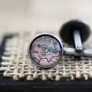 World Map Cufflinks, Antique World Map, Globe Cufflinks, World Map Jewelry, Map Cufflinks, Retro ...