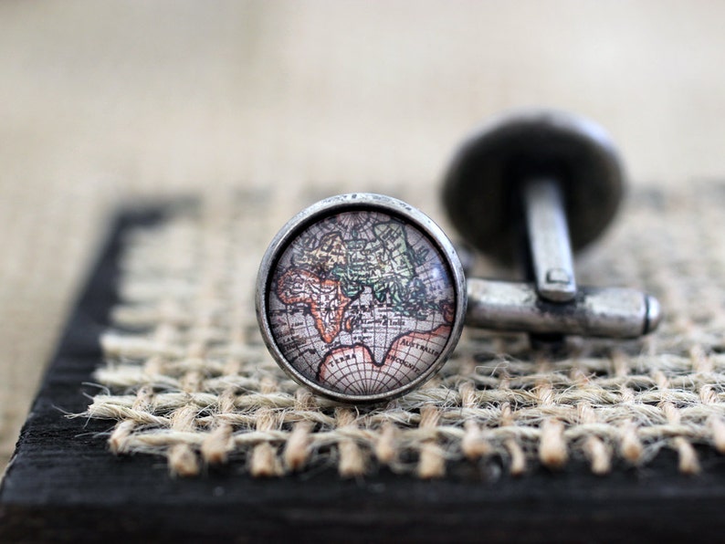 World Map Cufflinks, Antique World Map, Globe Cufflinks, World Map ...