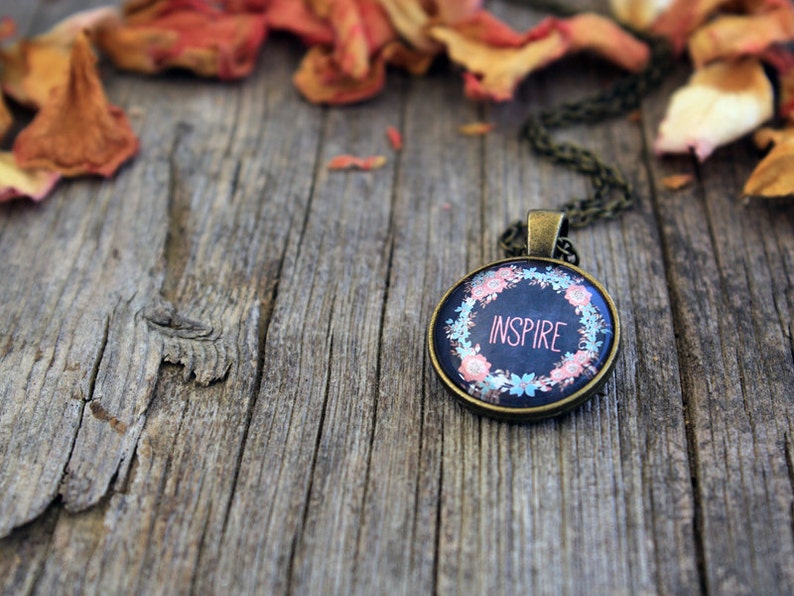Inspire Inspire Necklace Inspire Pendant Motivational - Etsy