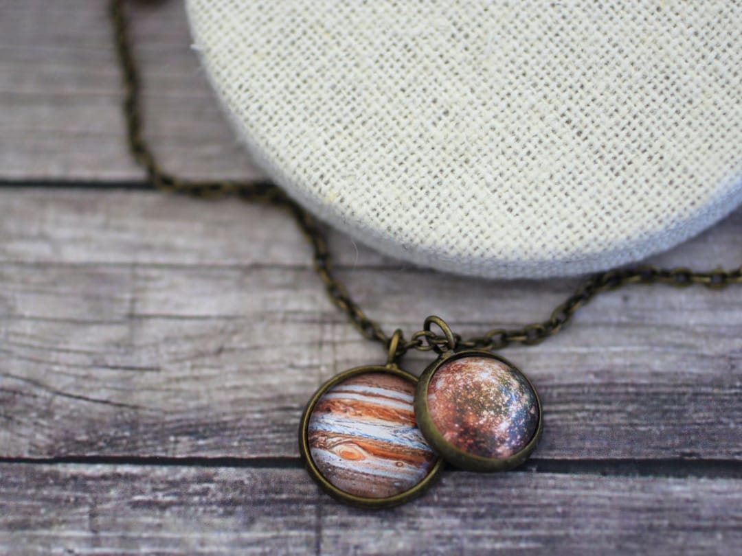 Jupiter and Callisto Necklace, Solar System Necklace, Universe , Space ...