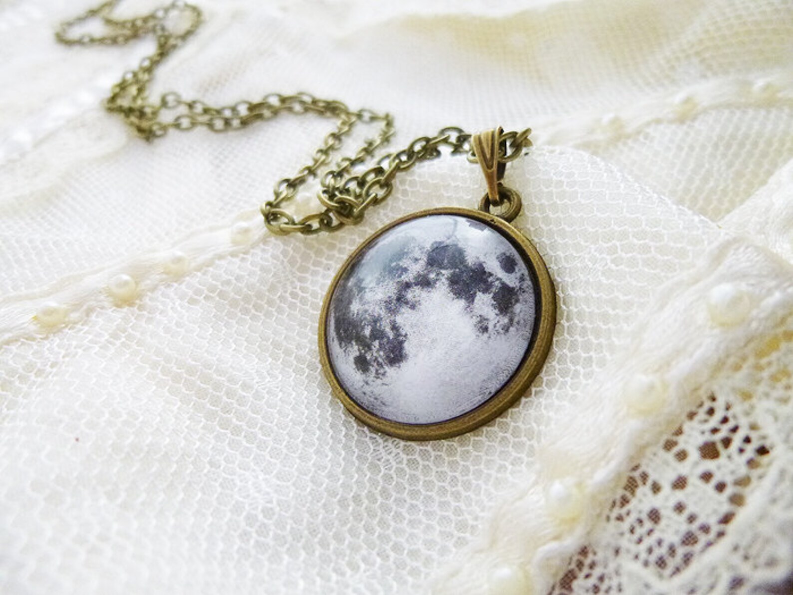 Moon Necklace Full Moon Necklace Solar System Necklace | Etsy