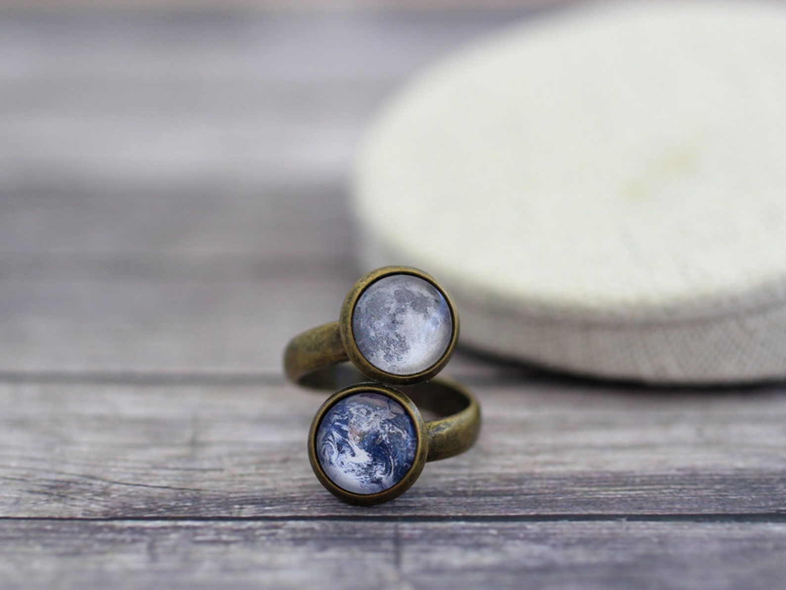 Planet Ring Solar System Ring Earth and Moon Ring Double - Etsy