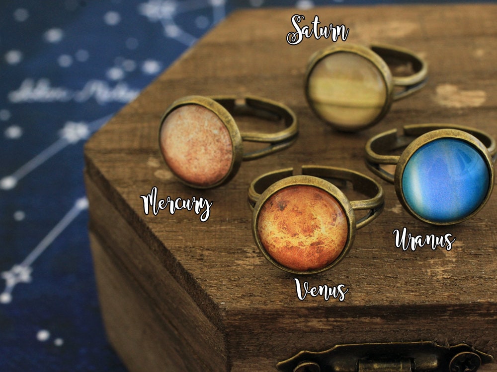 Planet Ring Solar System Ring Retro Planet Ring Earth Ring | Etsy