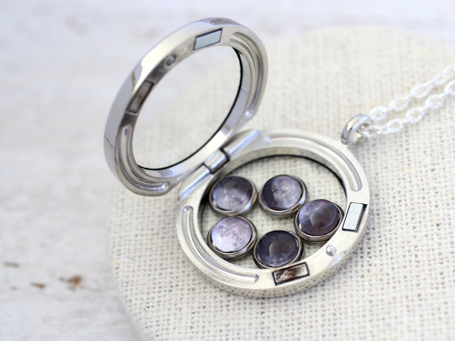 Moon Phases, Moon Phases Necklace, Moon Locket, Moon Jewelry, Space ...