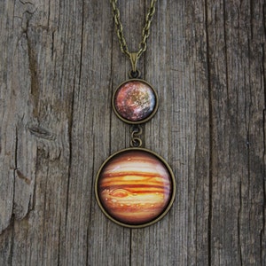Jupiter and Callisto Necklace, Solar System Necklace, Jupiter Necklace ...