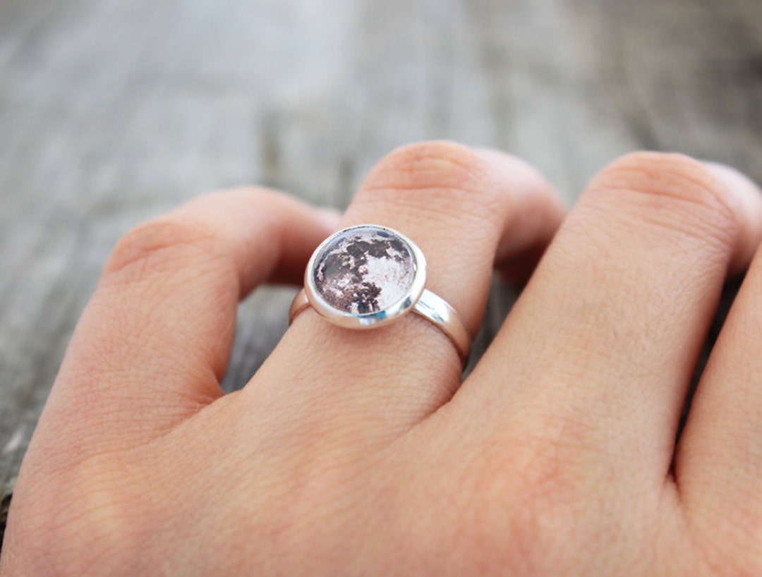 Moon Ring, Full Moon Ring, Moon, Simple Moon Ring, Space Ring, Lunar ...
