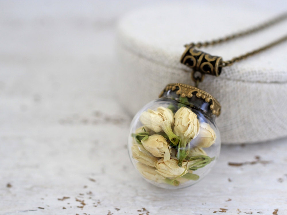 Jasmine Necklace Real Jasmine Dried Jasmine Necklace | Etsy