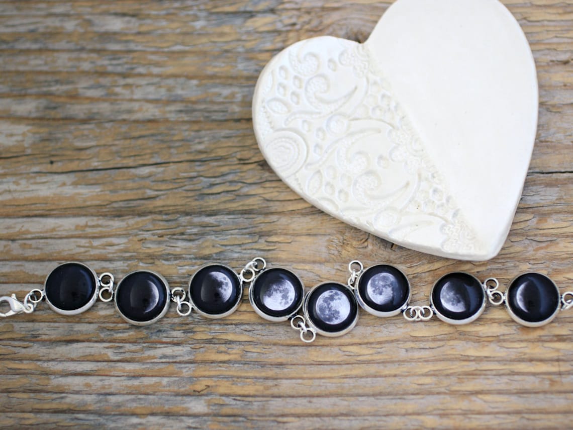 Moon Phases Bracelet, Phases of the Moon, Moon Bracelet, Lunar Phases ...