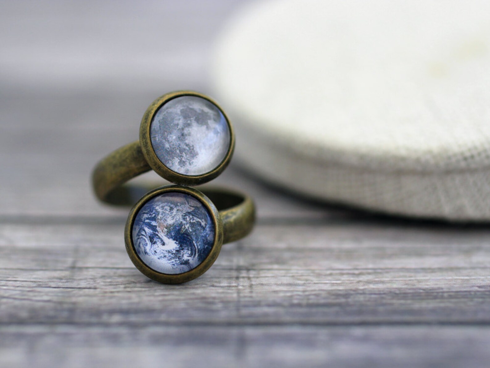 Planet Ring Solar System Ring Earth and Moon Ring Double - Etsy