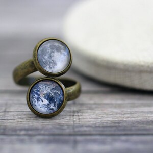 Planet Ring, Solar System Ring, Earth and Moon Ring, Double Planet Ring ...