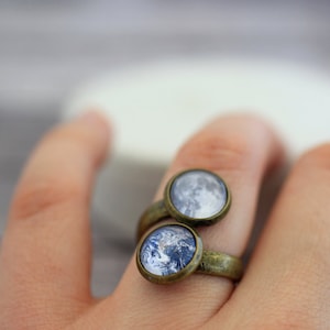 Planet Ring, Solar System Ring, Earth and Moon Ring, Double Planet Ring ...