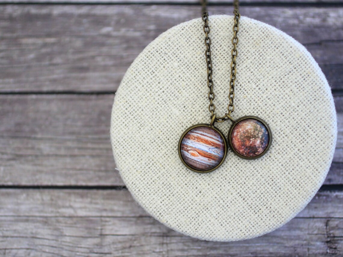 Jupiter and Callisto Necklace, Solar System Necklace, Universe , Space ...
