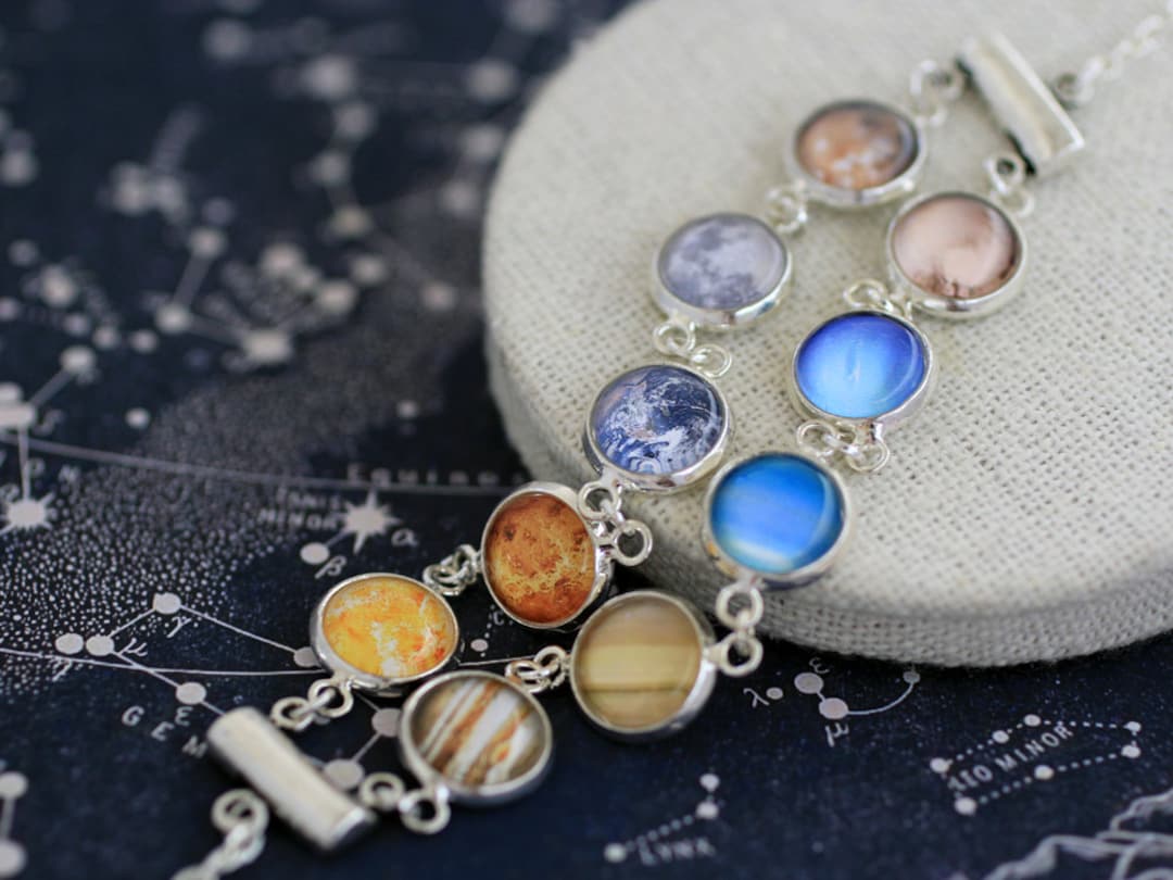 Solar System Bracelet, Planets Bracelet, Space Bracelet, Earth Moon ...