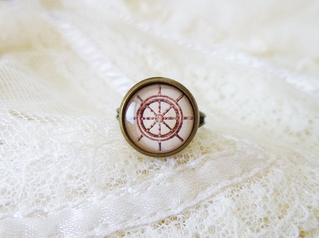 Rudder Ring, Ship Wheel Ring, Nautical Ring, Retro Ship Wheel, Rudder ...