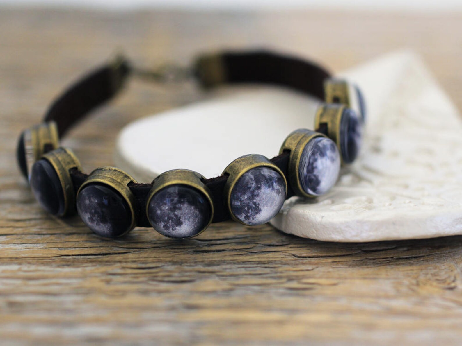 Moon Phases Bracelet Leather Moon Bracelet Cuff Moon | Etsy